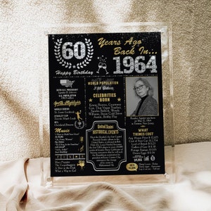 Custom 60th Birthday Poster, 1964 Sign Board, Born in 1964, Photo ...