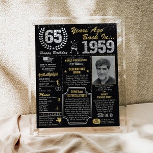1959 Vintage Sign Board, Custom 65th Birthday Poster, 1959 Events ...