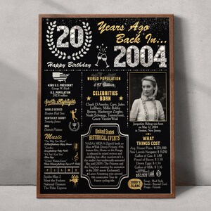 Personalized 2004 Birthday Poster, 20th Birthday Poster, 2004 Fun Facts ...