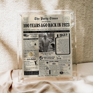 1923 Sign Board, 100th Milestone Birthday Poster, Back in 1923 ...