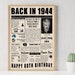 AUSTRALIA Back in 1944 Poster, Custom 80th Birthday Sign Board, 80th ...
