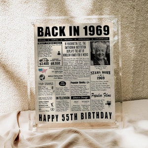 Custom 1969 Birthday Sign, 55th Anniversary Poster, 55 Years Ago Back ...