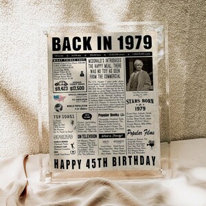 1979 Fun Facts, 45th Birthday Poster, Custom 45th Anniversary Gift ...