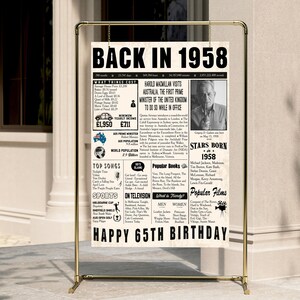 AUSTRALIA 1958 Birthday Poster, Custom 65th Birthday Poster, 65th ...