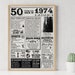 50th Birthday Photo Poster, Back in 1974 Poster, 1974 Fun Facts, 50th ...