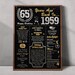 1959 Poster, 65th Chalkboard Sign, 1959 Fun Facts Poster, Birthday Gift ...