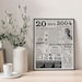 Personalized 2004 Birthday Poster, 20th Birthday Poster, 2004 Fun Facts ...
