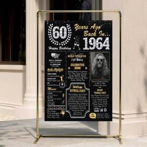 Custom 60th Birthday Poster, 1964 Sign Board, Born in 1964, Photo ...