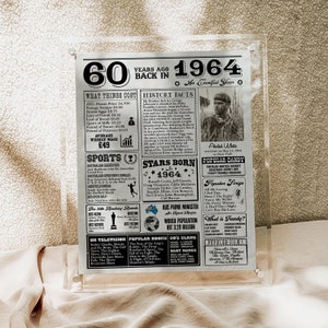AUSTRALIA 1964 Poster, Personalized 60th Birthday Poster, Back in 1964 ...