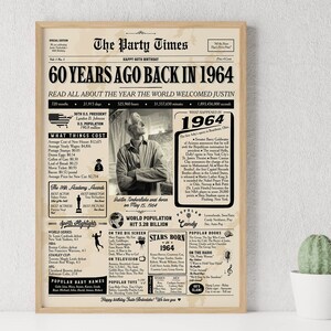 Custom 60th Birthday Poster, 1964 Sign Board, Born in 1964, Photo ...