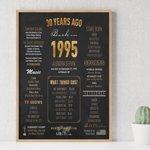 30th Birthday Poster, 1995 Birthday Party Decoration, 30th Birthday ...