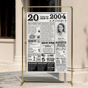 Personalized 2004 Birthday Poster, 20th Birthday Poster, 2004 Fun Facts ...