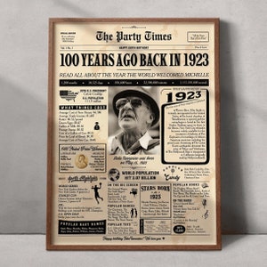 1923 Sign Board, 100th Milestone Birthday Poster, Back in 1923 ...