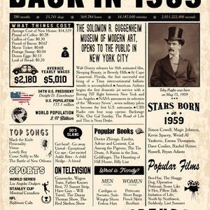 1959 Vintage Sign, Custom 65th Birthday Poster, Born in 1959, Gift for ...