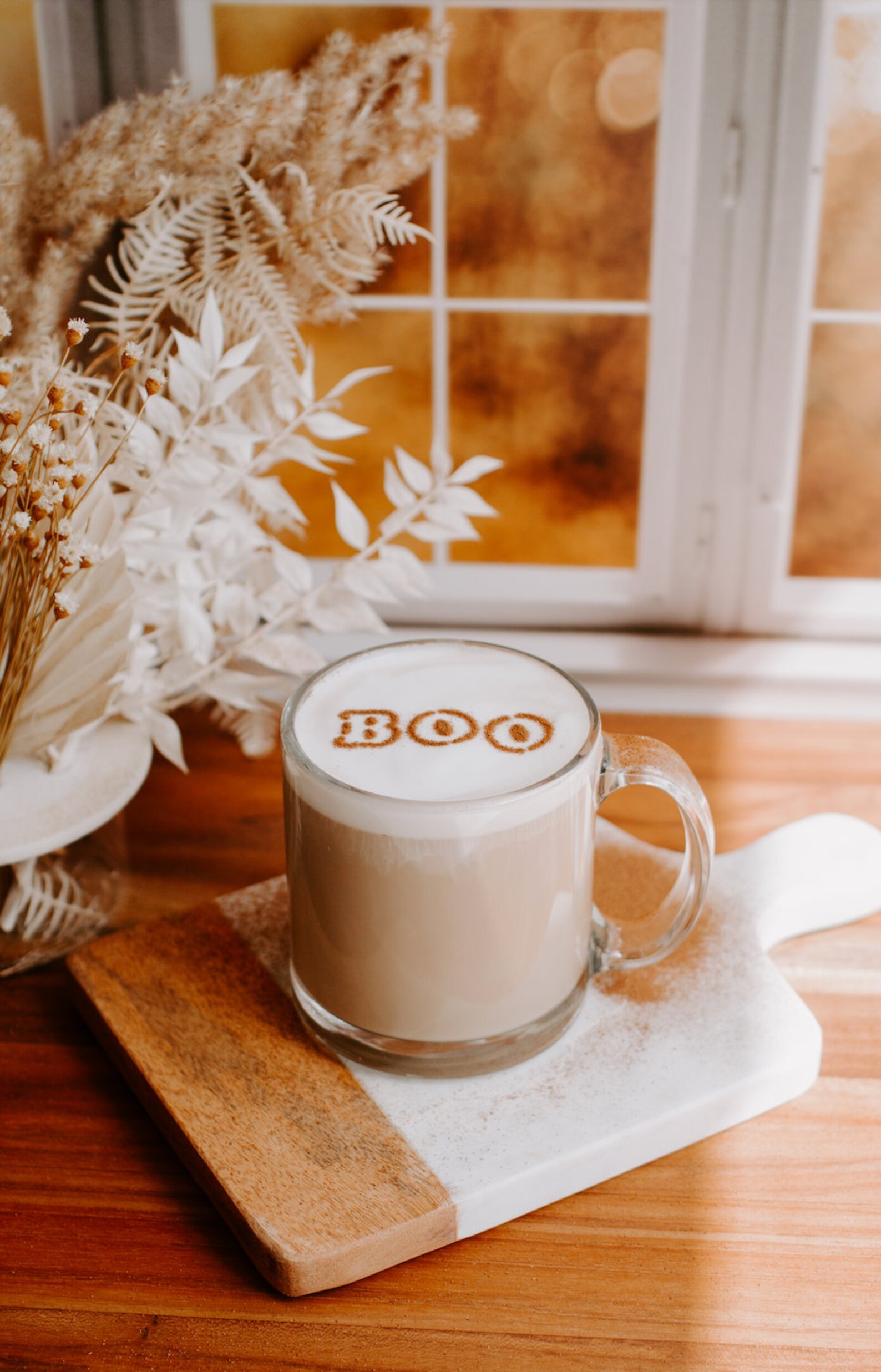 BOO Coffee Stencil Boo Halloween Stencil Foam Art Stencil - Etsy