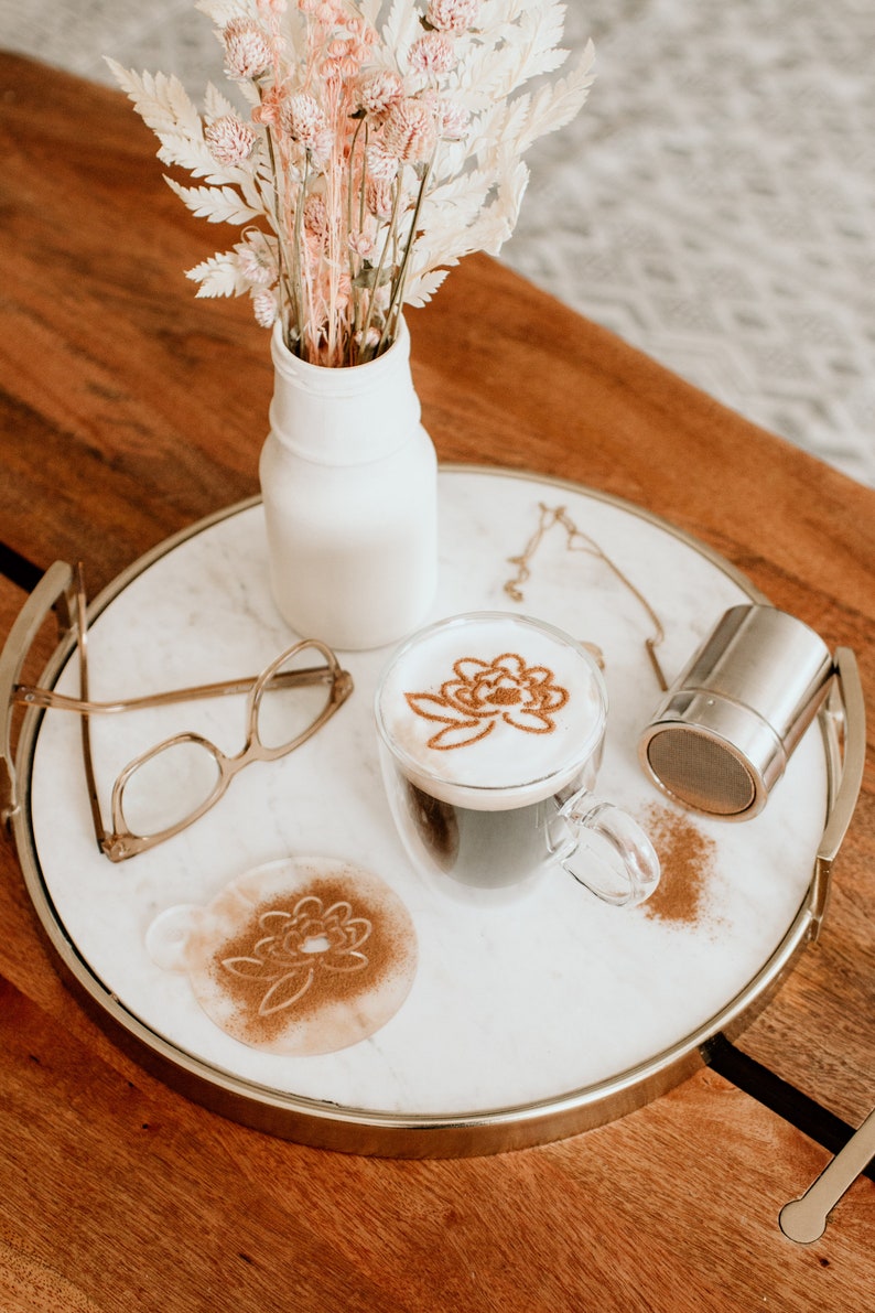 Peony Coffee Stencil Flower Coffee Stencil Floral Coffee | Etsy