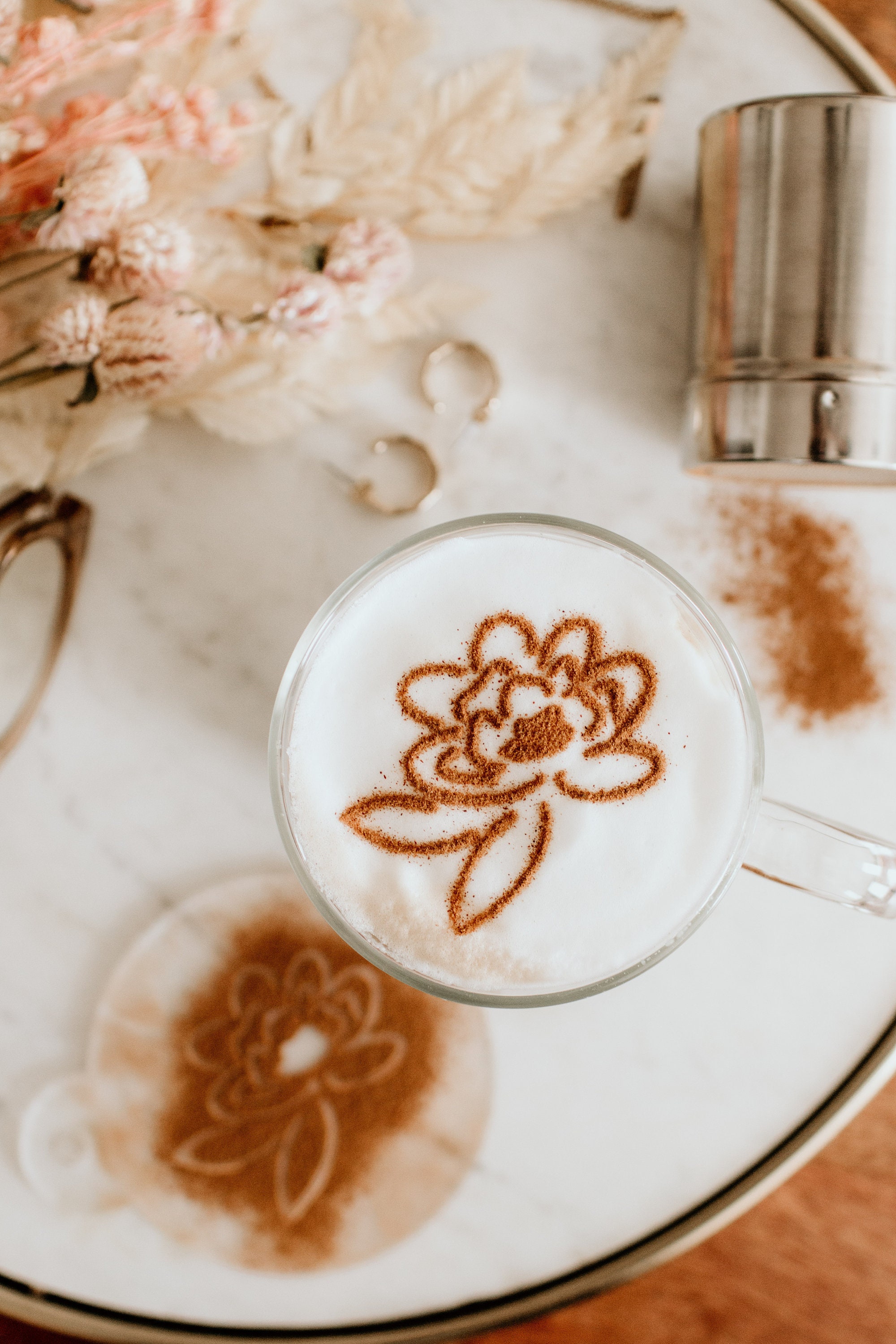 Peony Coffee Stencil Flower Coffee Stencil Floral Coffee | Etsy