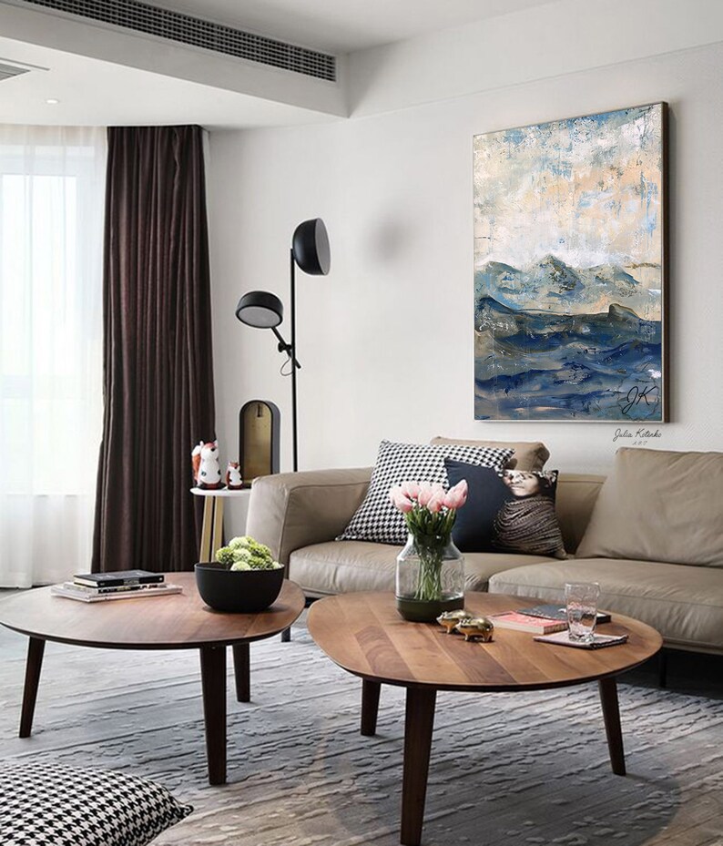 Abstract Blue Landscape Oil PaintingAbstract Mountains | Etsy