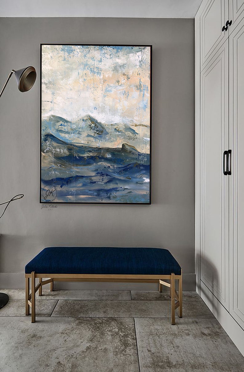 Abstract Blue Landscape Oil PaintingAbstract Mountains | Etsy