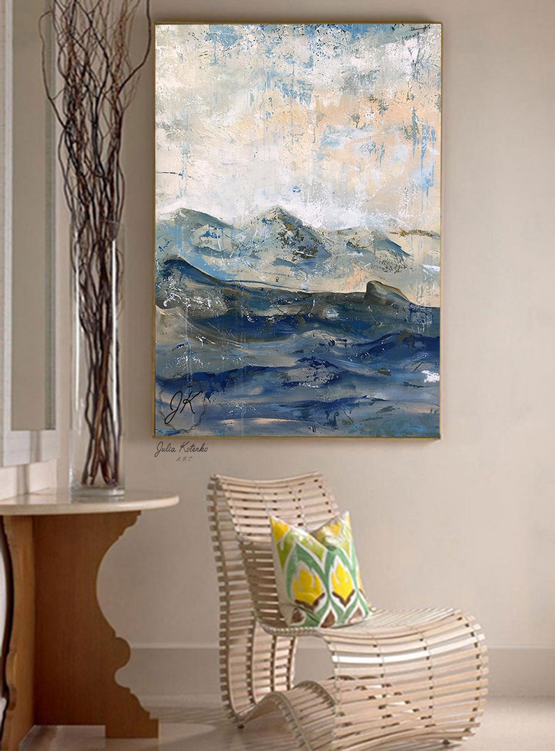 Abstract Blue Landscape Oil PaintingAbstract Mountains | Etsy