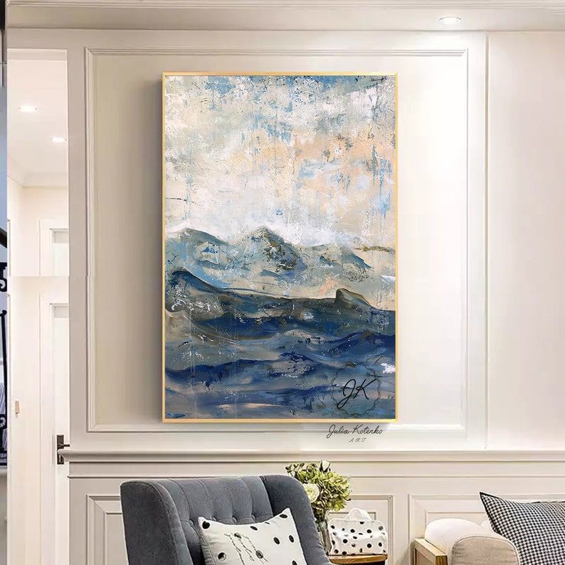 Abstract Blue Landscape Oil PaintingAbstract Mountains | Etsy