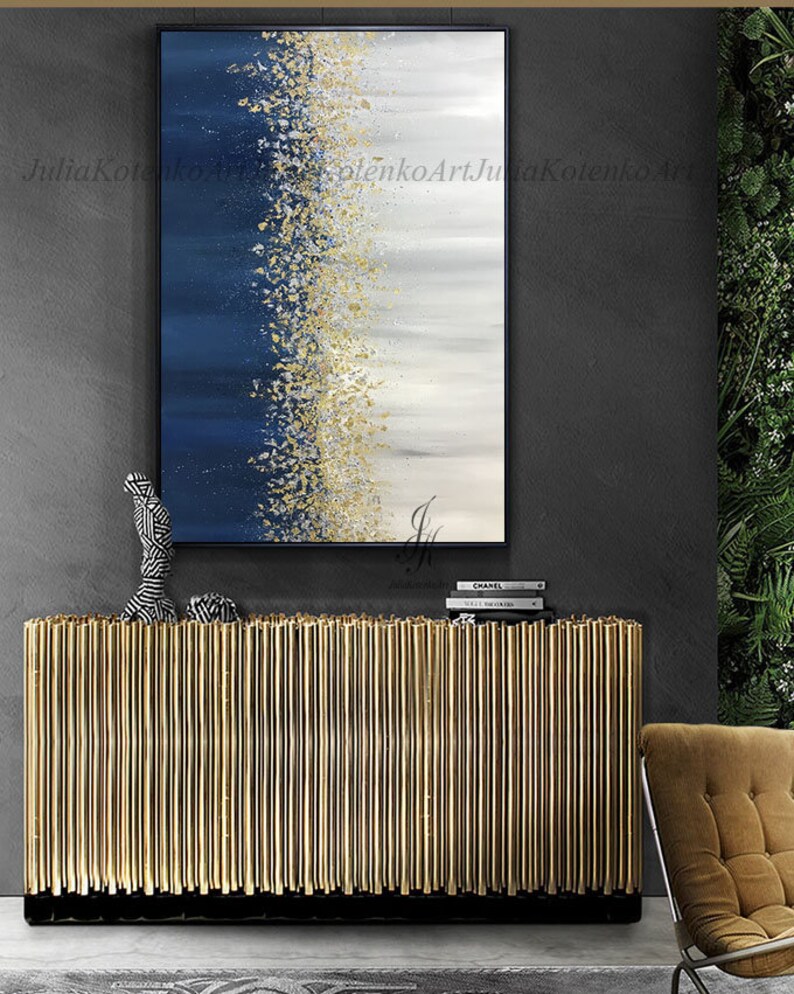 Gran pintura abstracta al óleo arte original pintura de caída | Etsy