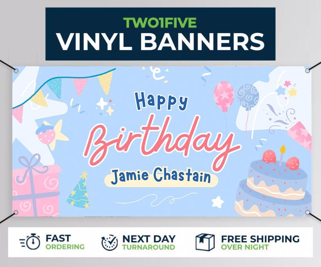 Happy Birthday Banner Colorful Pastel, Custom Name, Custom Vinyl ...