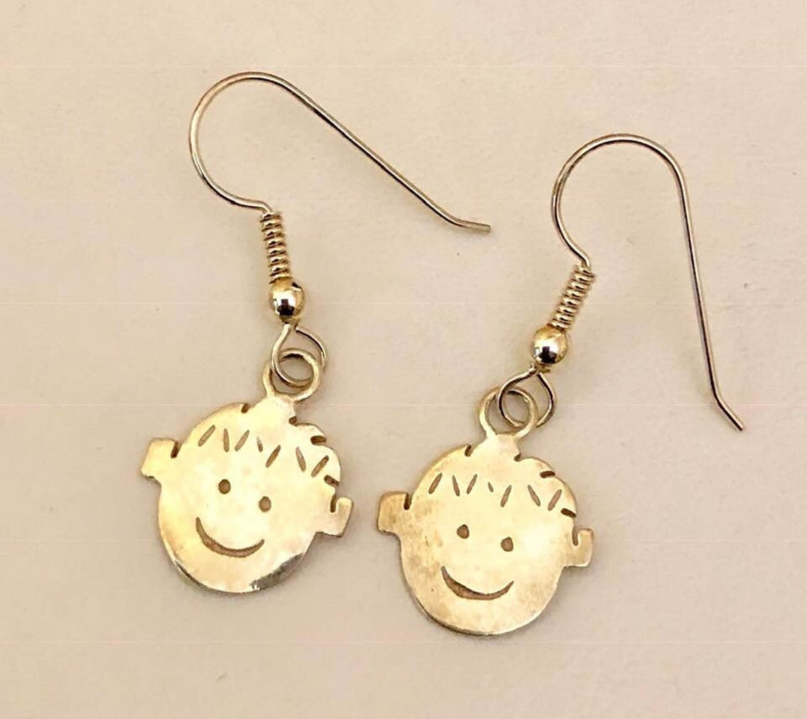 Sterling Silver Little Boy Head Earrings 310 - Etsy