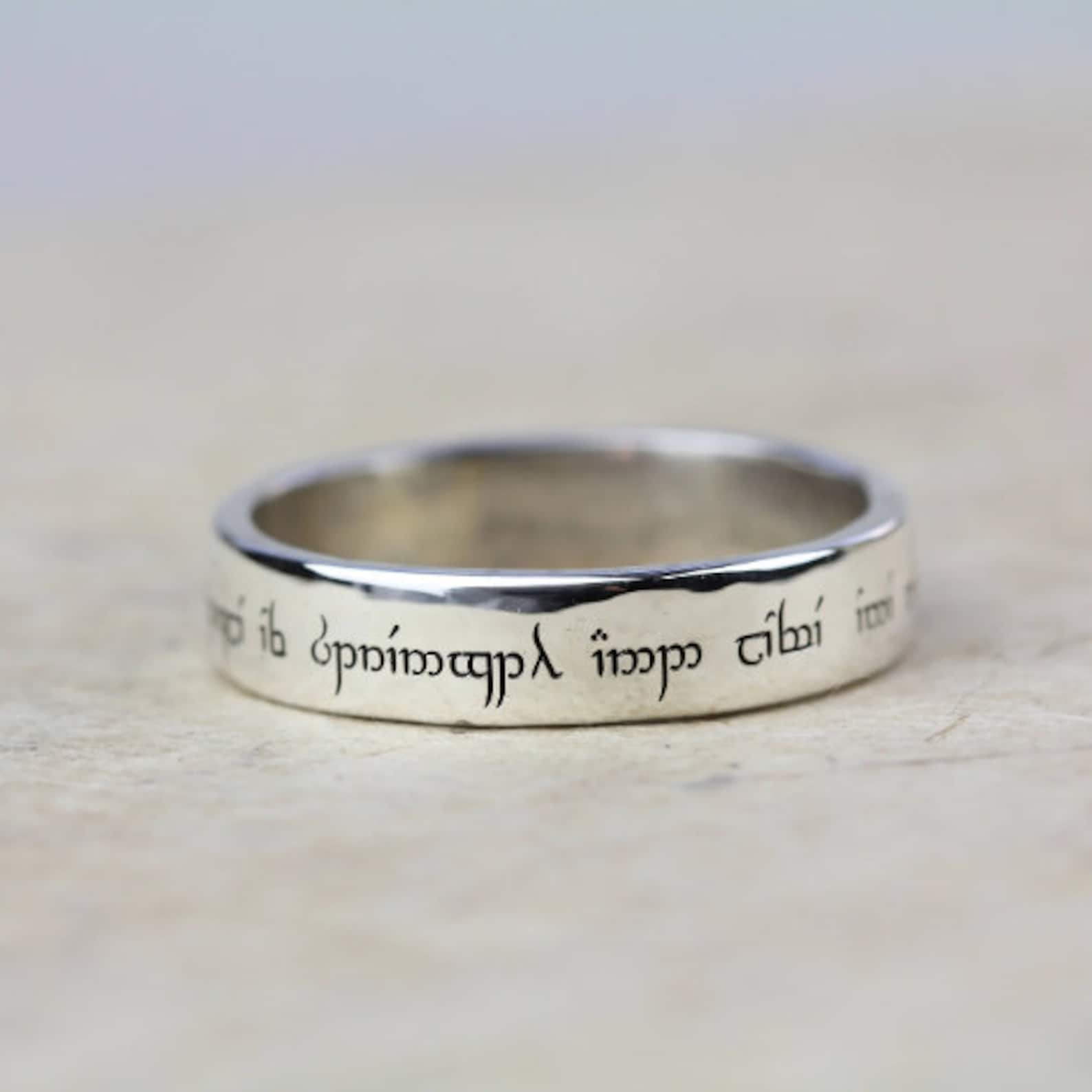 Silver Personalised Elvish Ring - Etsy UK