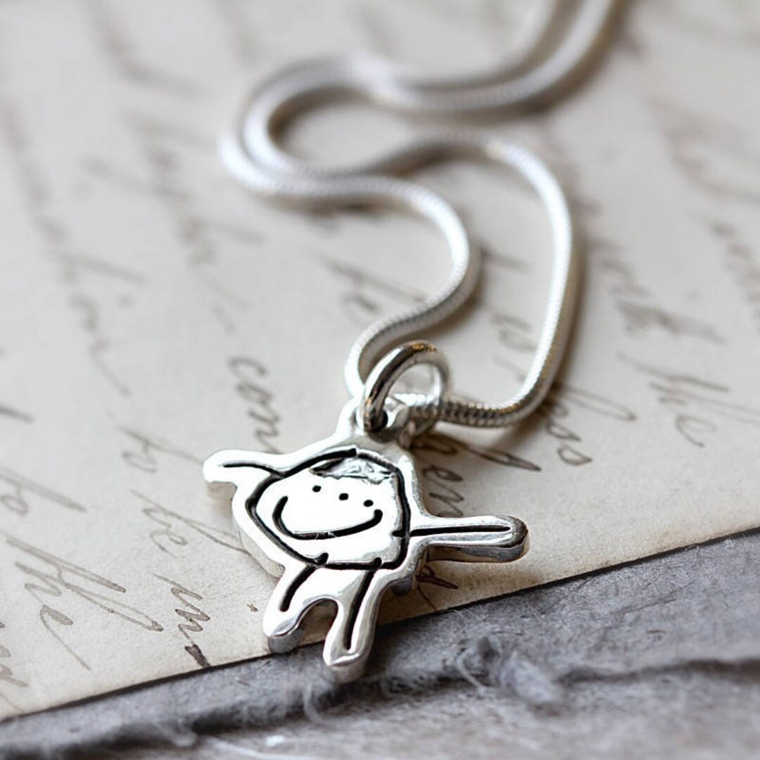 Childs Drawing Silver Necklace, Kids Picture Into Jewellery, Art ...