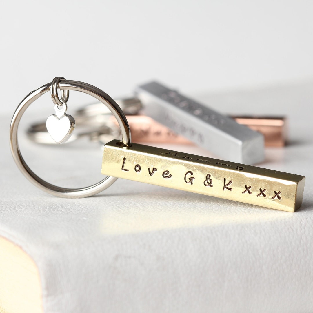 Brass Key Ring 21 Year Anniversary Gift for Wife or Husband, Hand ...