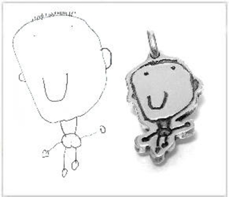Personalised Children's Drawing Silver Charm - Etsy