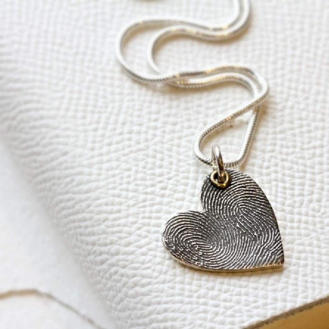 Double Fingerprint Necklace, Sterling Silver, Fingerprint Jewellery ...