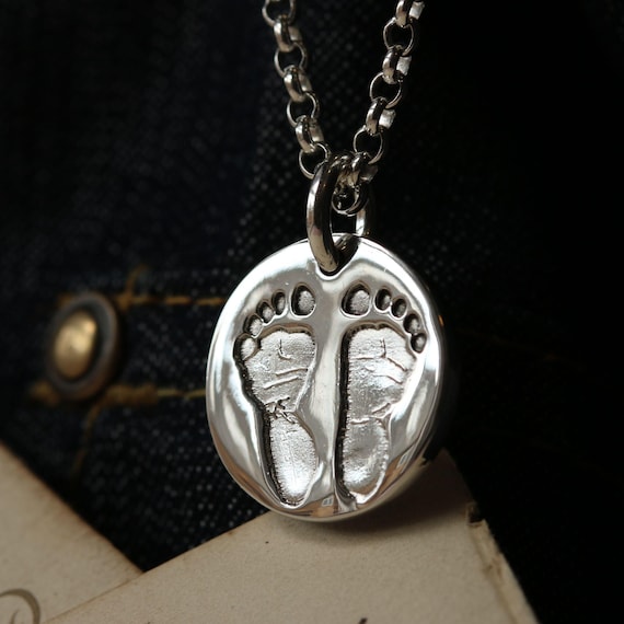 Sterling Silver Handprint & Footprint Personsalised Pendant | Etsy