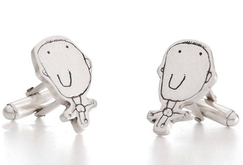 Child's Drawing Personalised Silver Cufflinks - Etsy