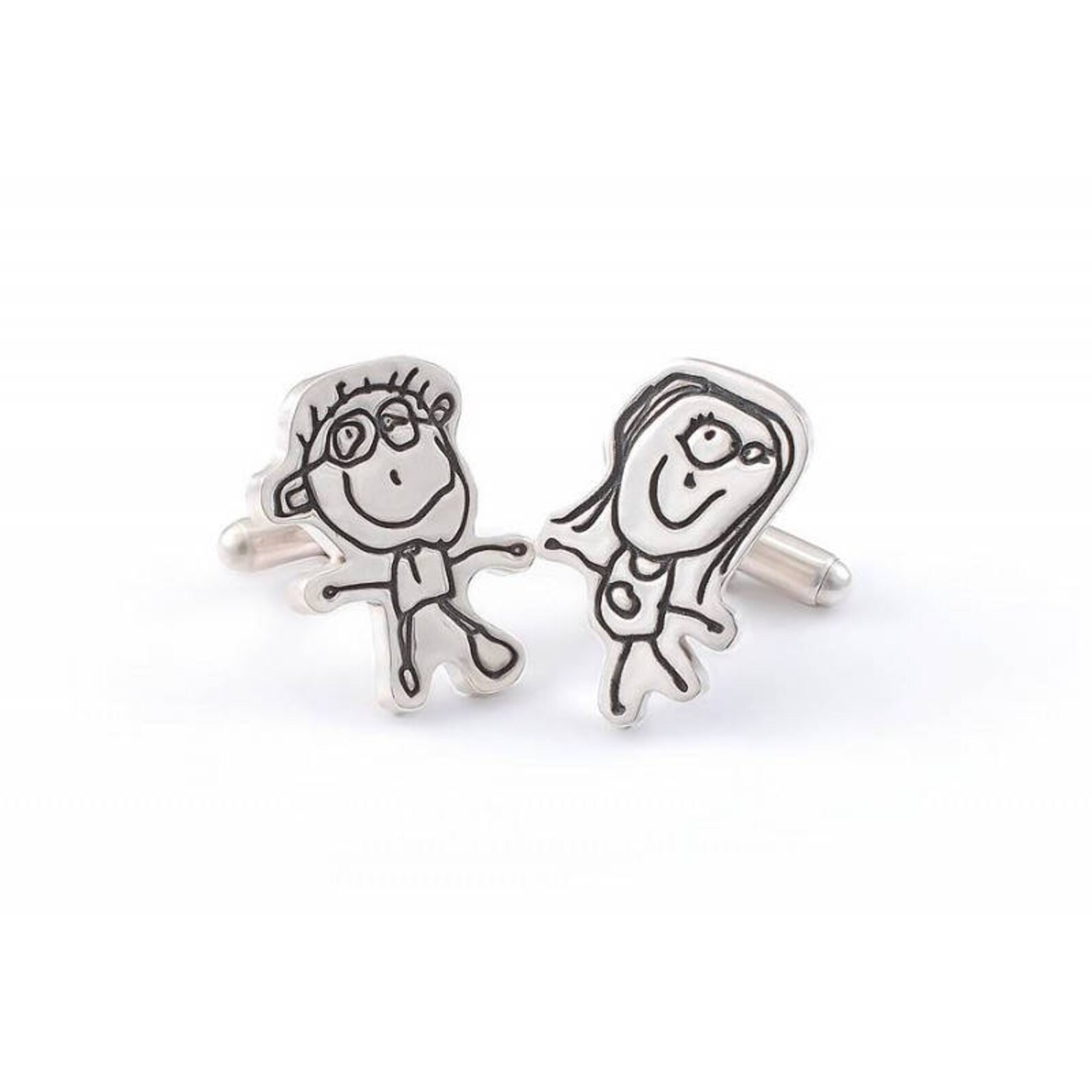 Child's Drawing Personalised Silver Cufflinks - Etsy