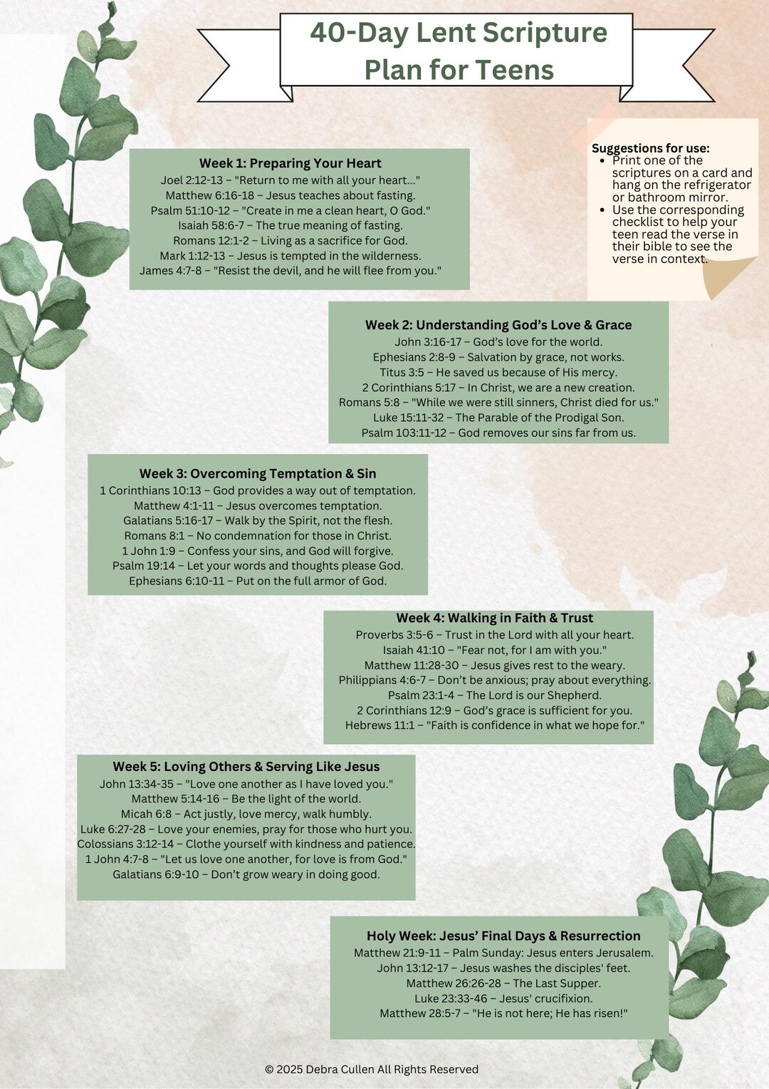 40 Day Lent Scripture Plan for Teens - Etsy