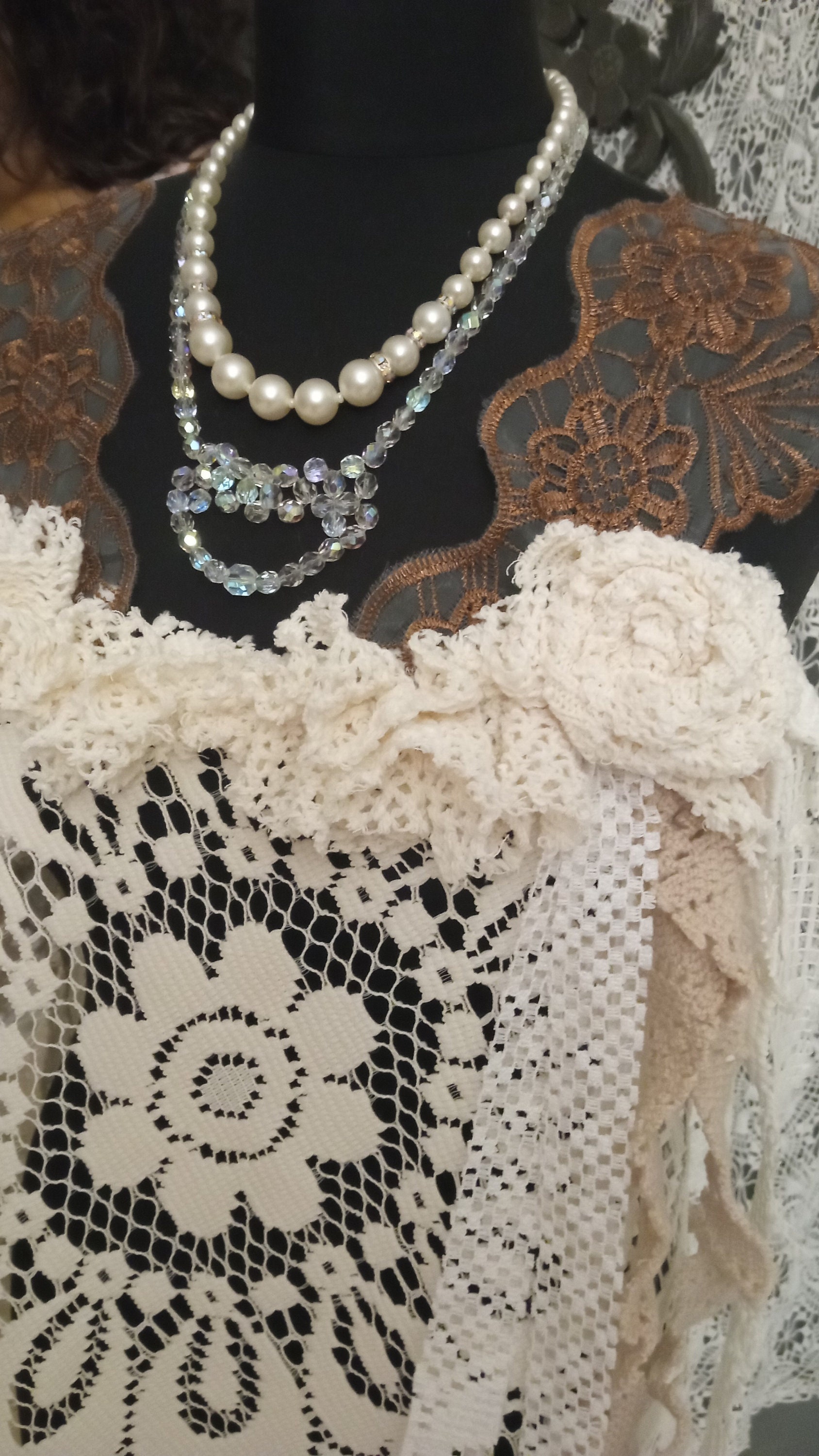 Pretty Handmade OOAK Bohemian Gypsy Art Shabby Chic Romantic Vintage Lace Over Dress True ...