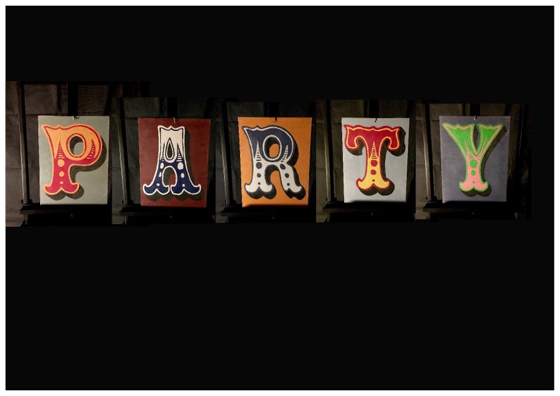 Fairground Style Signage, 'P A R T Y' Hand Painted in Vintage Style - Etsy