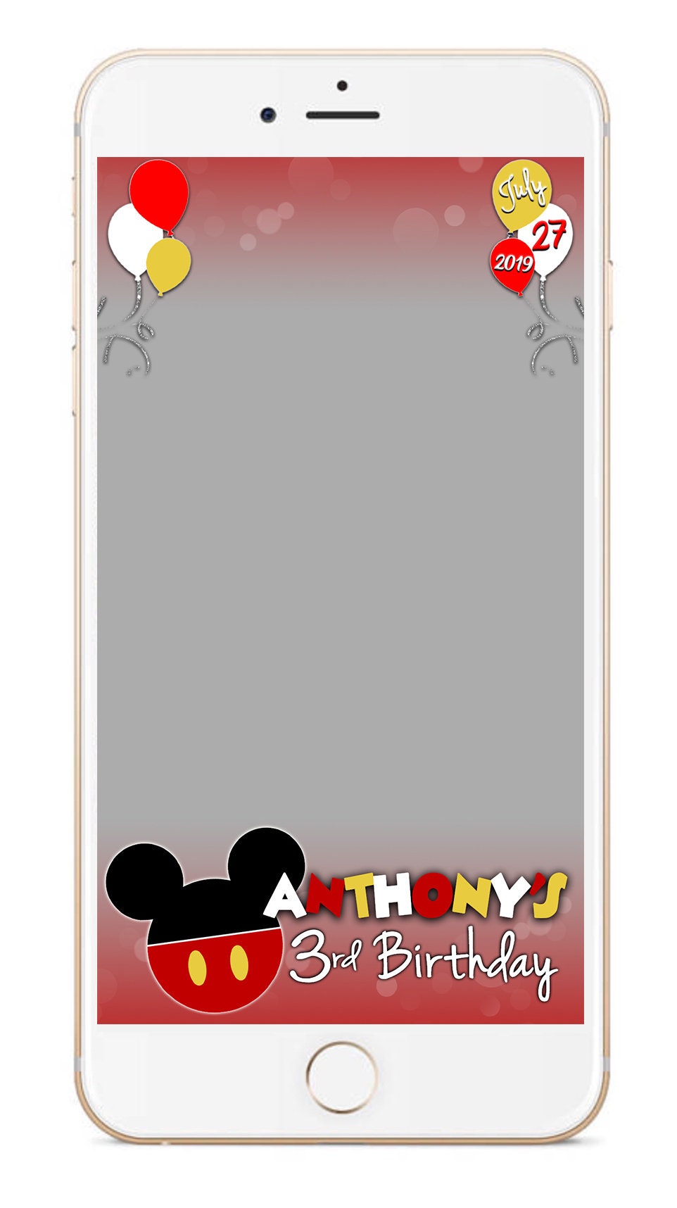 Mickey Mouse Birthday Snapchat Filter Mickey Mouse Geofilter - Etsy