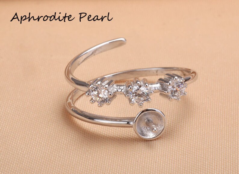 S925 Sterling Silver Ring Setting, Adjustable Double Ring Mounting ...