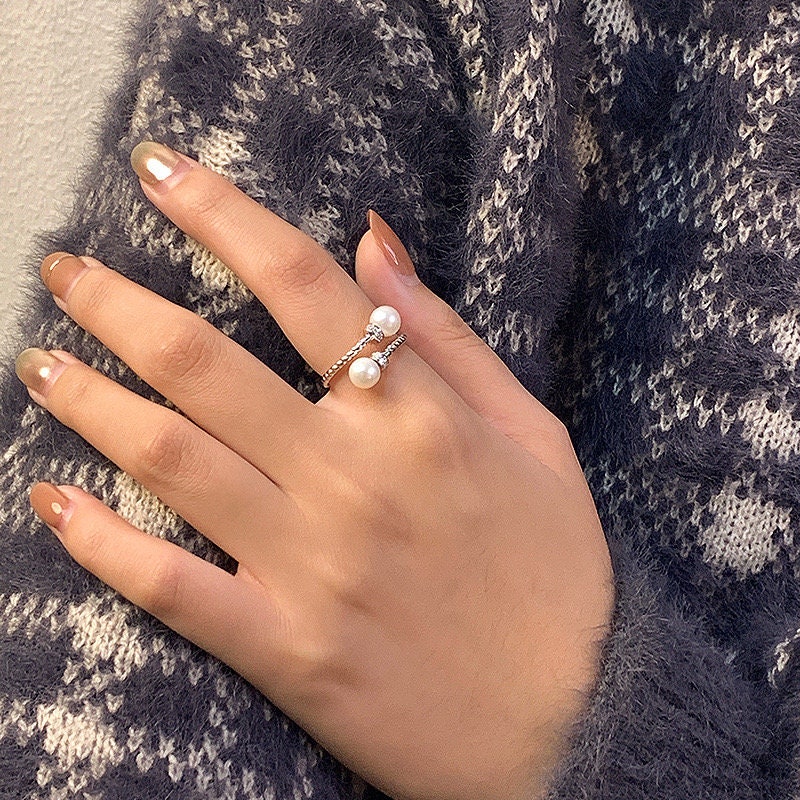 Solid 925 Sterling Silver Ring Setting for Half Drilled Pearl or Bead ...