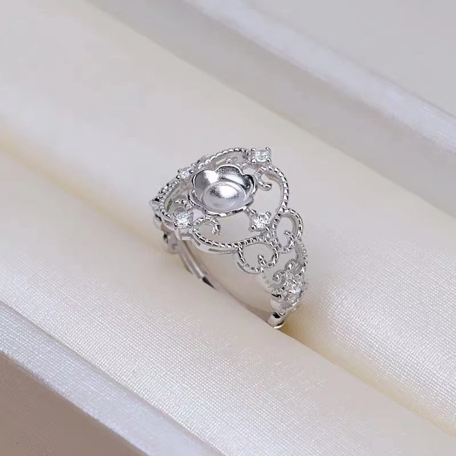 Adjustable Solid S925 Sterling Silver Ring Setting,vintage Ring ...