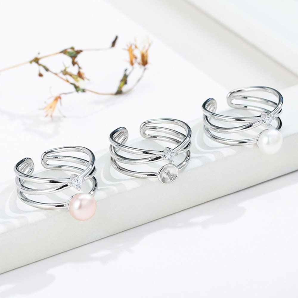 Adjustable 925 Sterling Silver ring setting for half drilled | Etsy