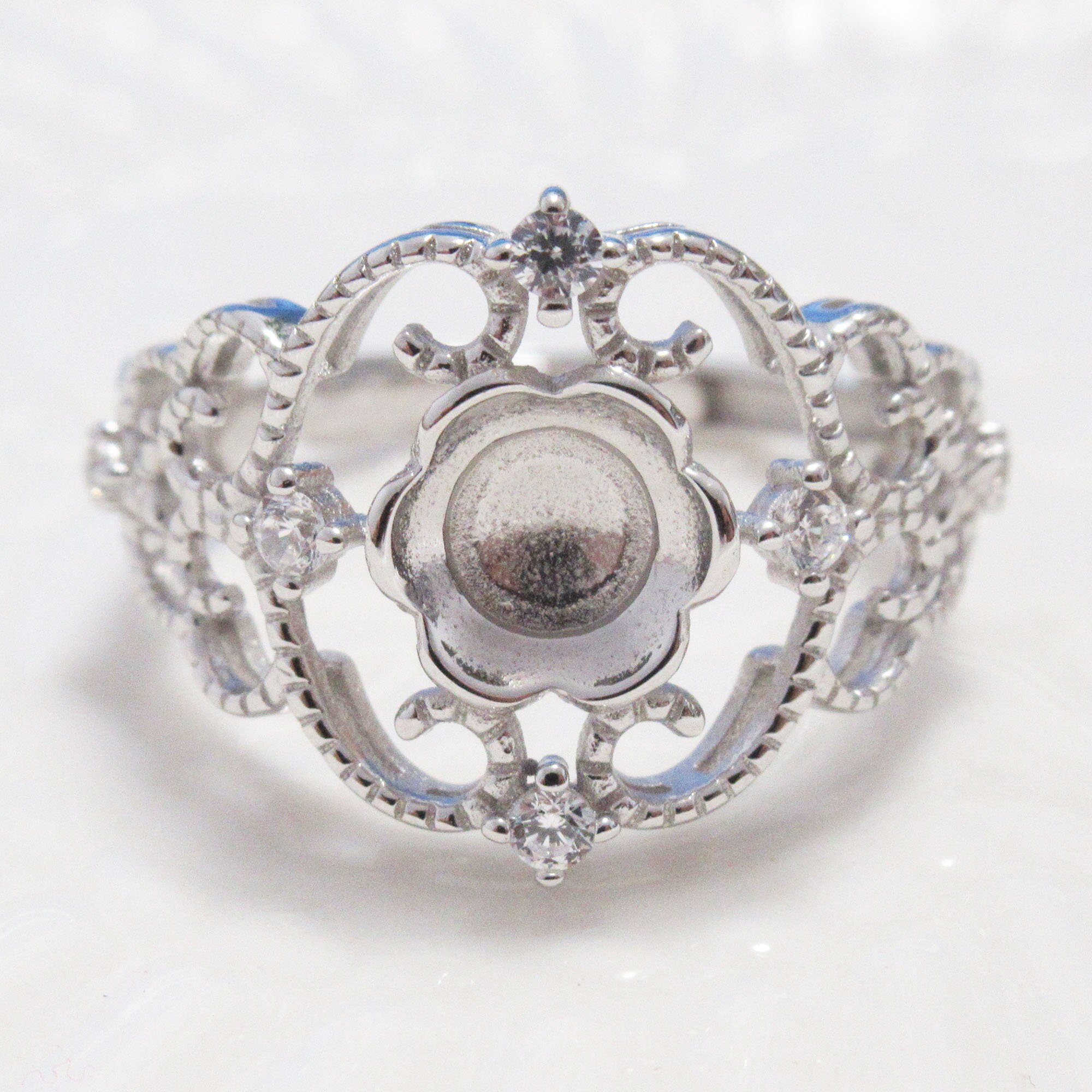 Adjustable Solid S925 Sterling Silver Ring Setting,vintage Ring ...