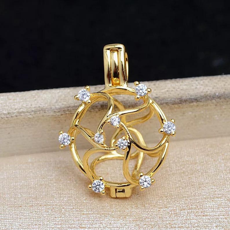 Solid S925 Sterling Silver Pearl Cage, Pendant Cage for Pearl or ...