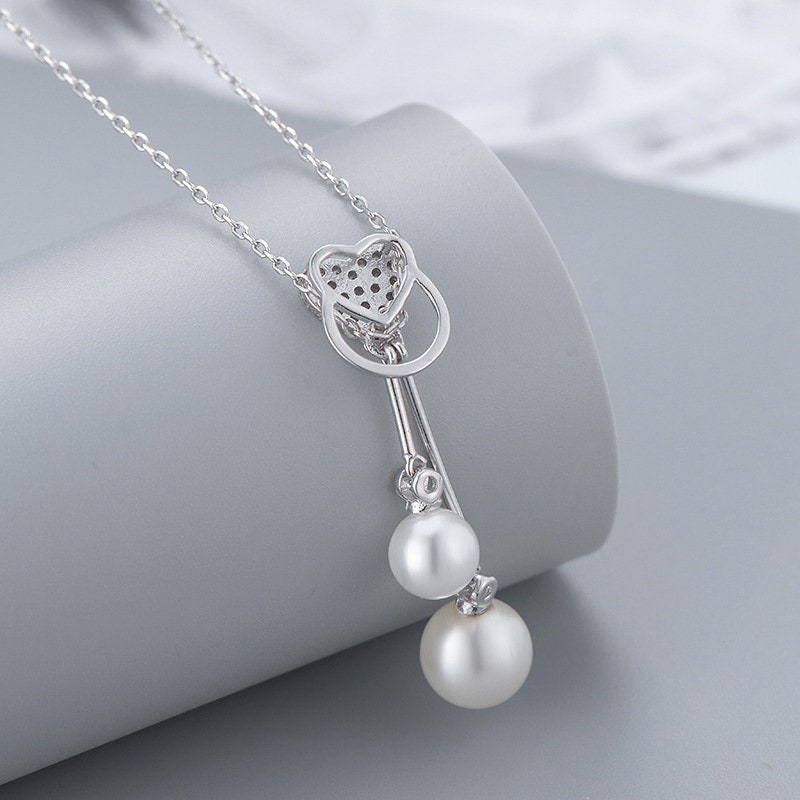 925 Sterling Silver Heart Pendant Setting for 5-10mm Pearl - Etsy