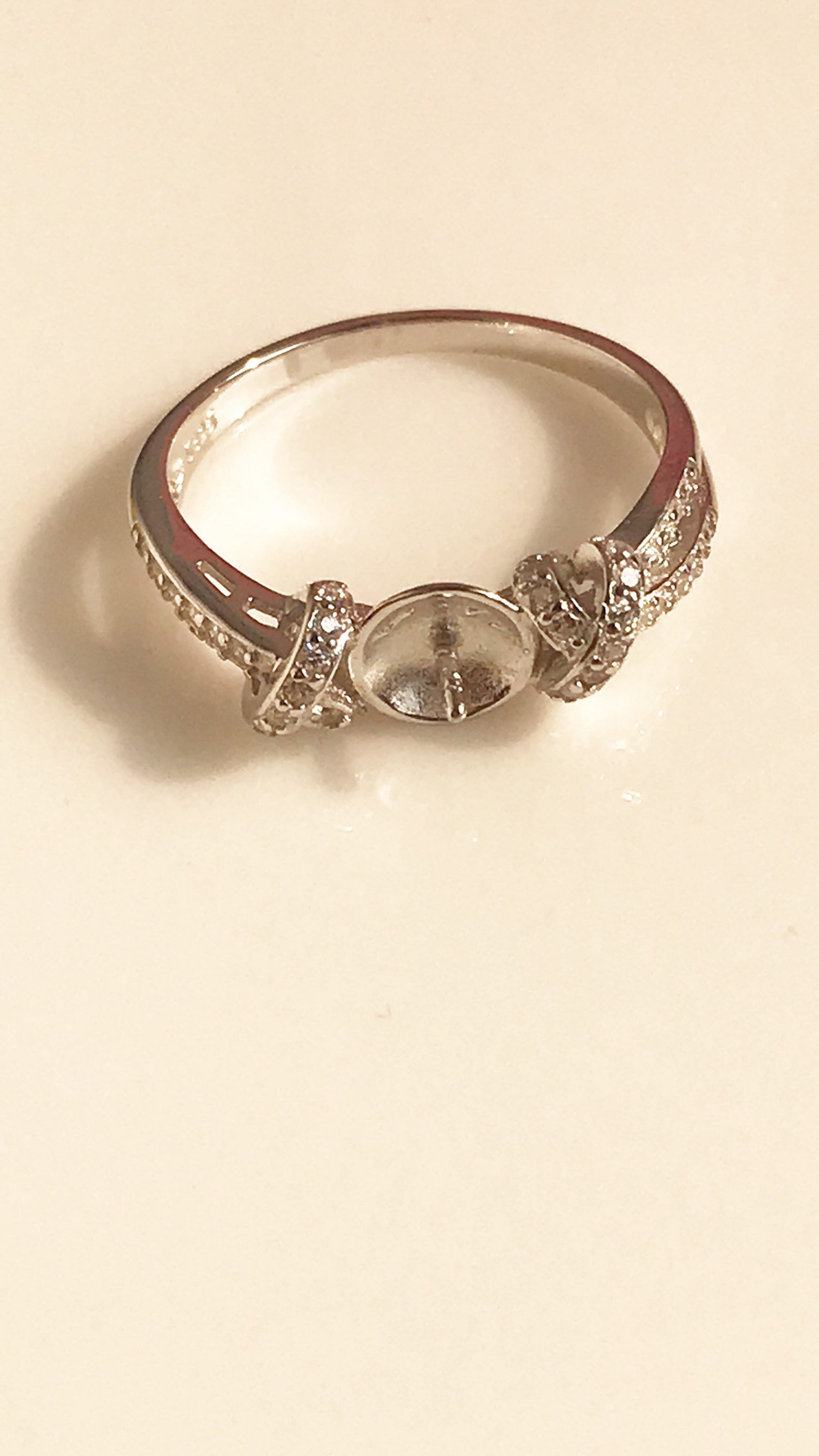 1 Pc Zircon Solid Sterling Silver Ring Setting, Fix Sized Ring Mounting ...