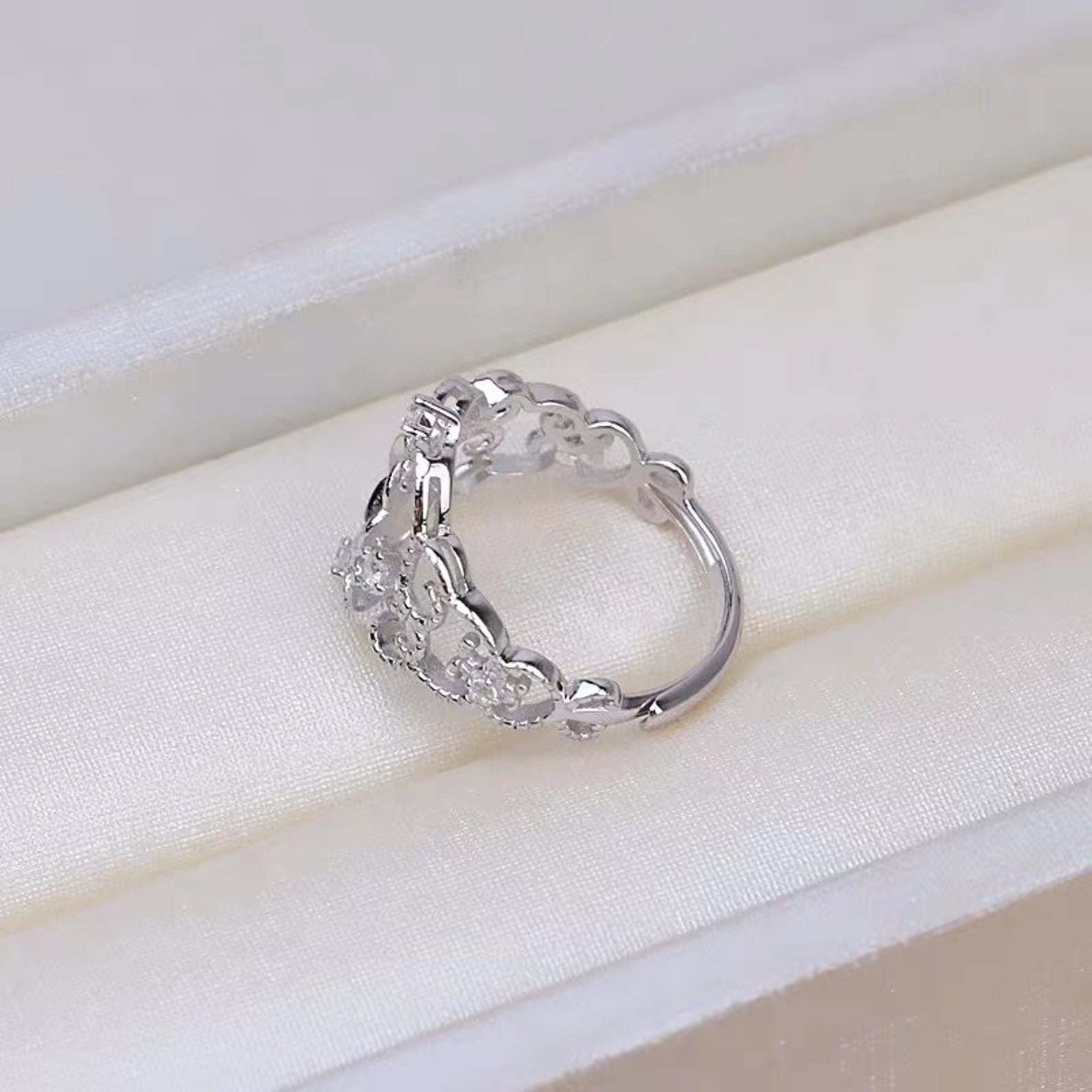 Adjustable Solid S925 Sterling Silver Ring Setting,vintage Ring ...