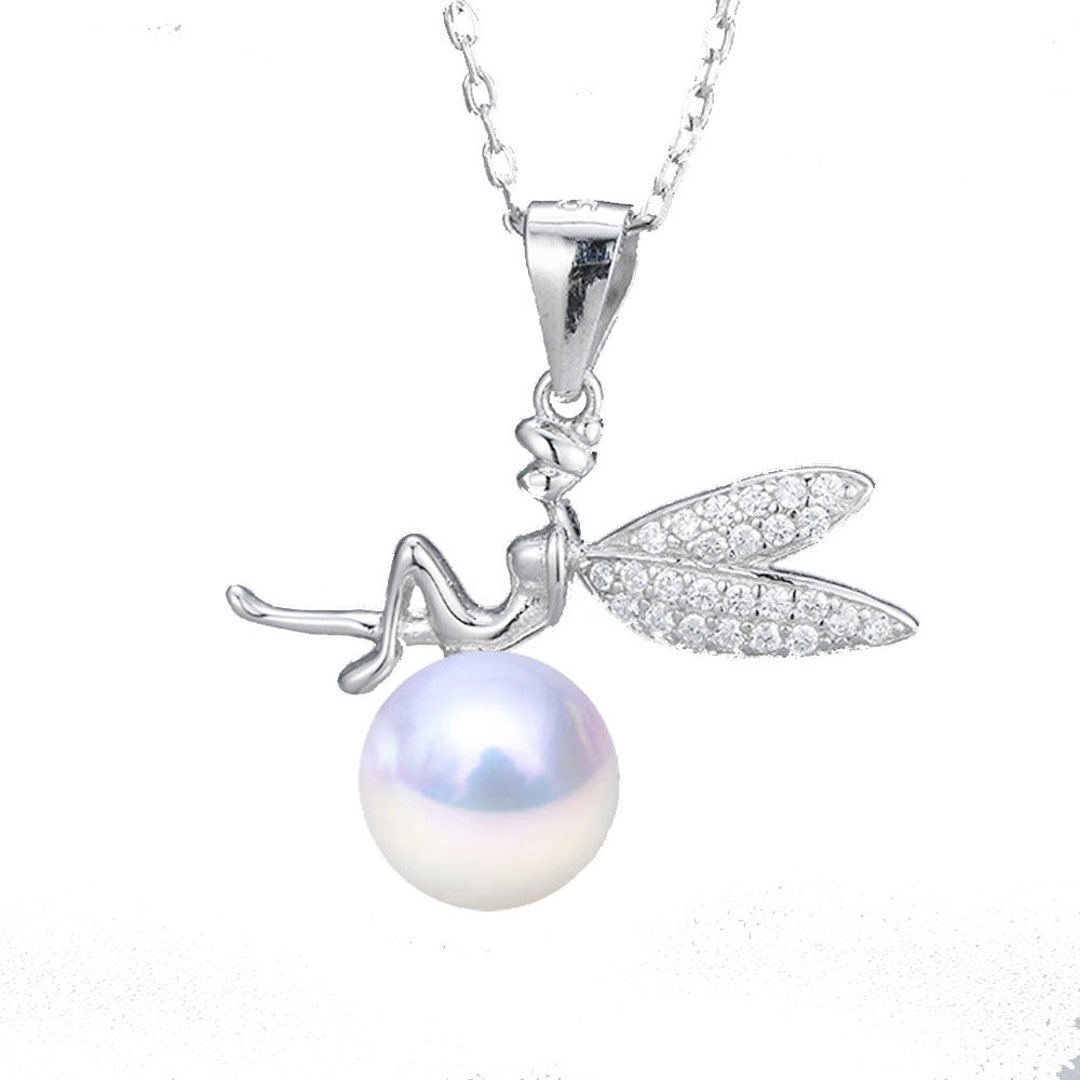 S925 Sterling Silver Pendant Setting for Pearl Pr Gems, Angel Pearl ...